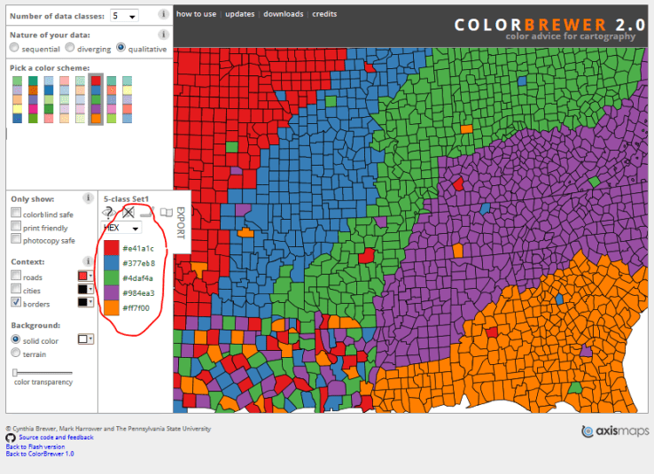 Getting Category Colors into QGIS from ColorBrewer – Spatially Challenged
